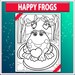 Happy Frogs Coloring Pages. Cute Coloring Book for Girls, Boys and ...