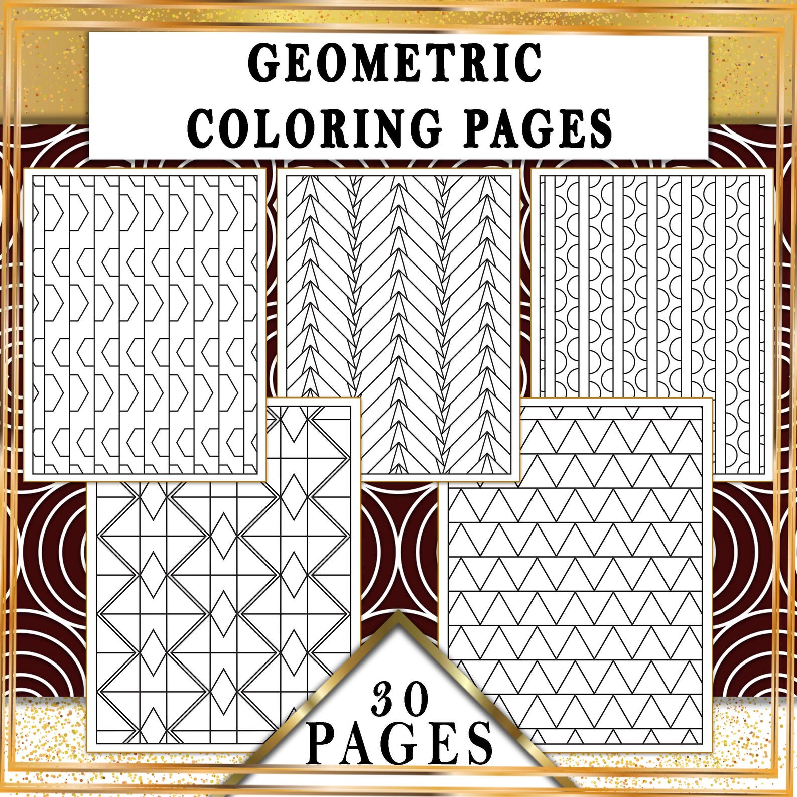 30 Geometric Coloring Pages for Adults. Abstract Pattern Digital ...