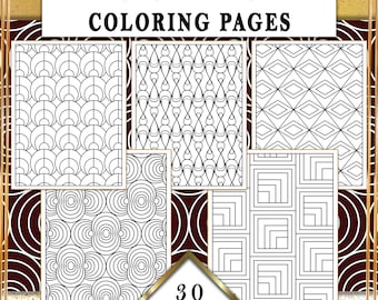 30 Geometric Coloring Pages for Adults. Abstract Pattern Digital ...