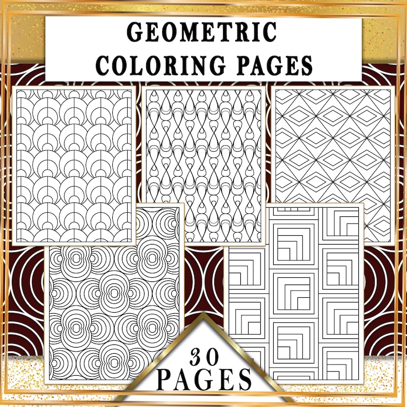 30 Geometric Coloring Pages for Adults. Abstract Pattern Digital ...