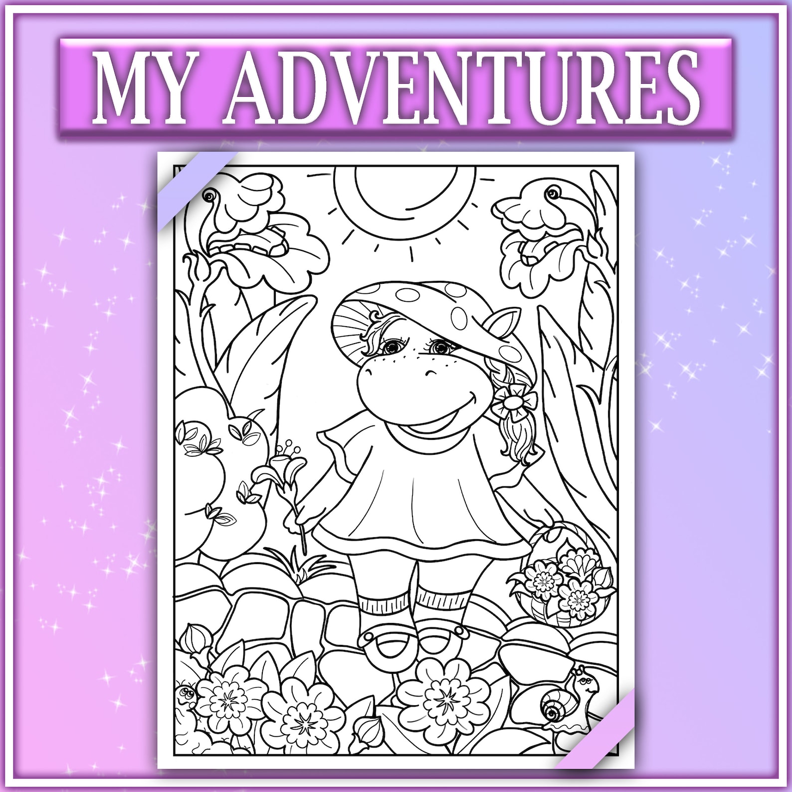 4 Unique Coloring Pages. My Adventures. Cute Coloring Book for Girls ...