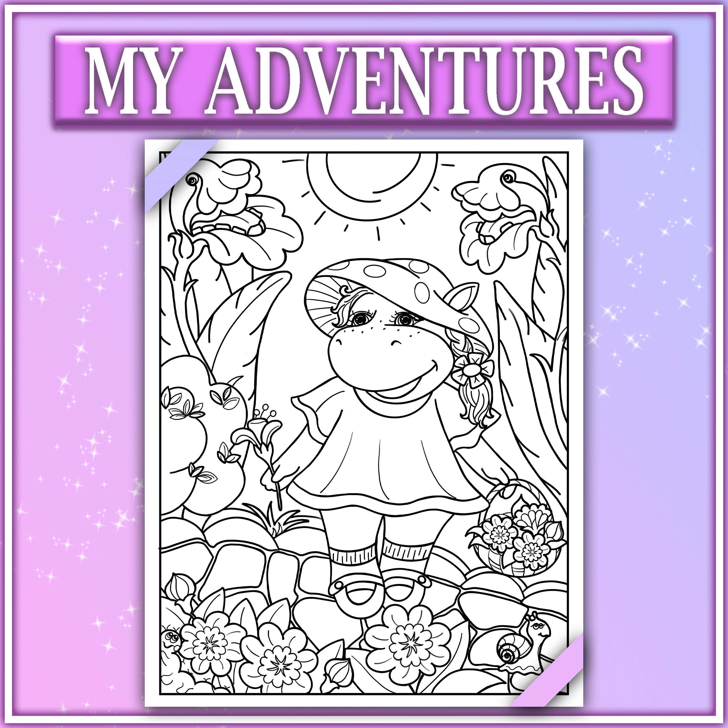 4 Unique Coloring Pages. My Adventures. Cute Coloring Book for Girls ...