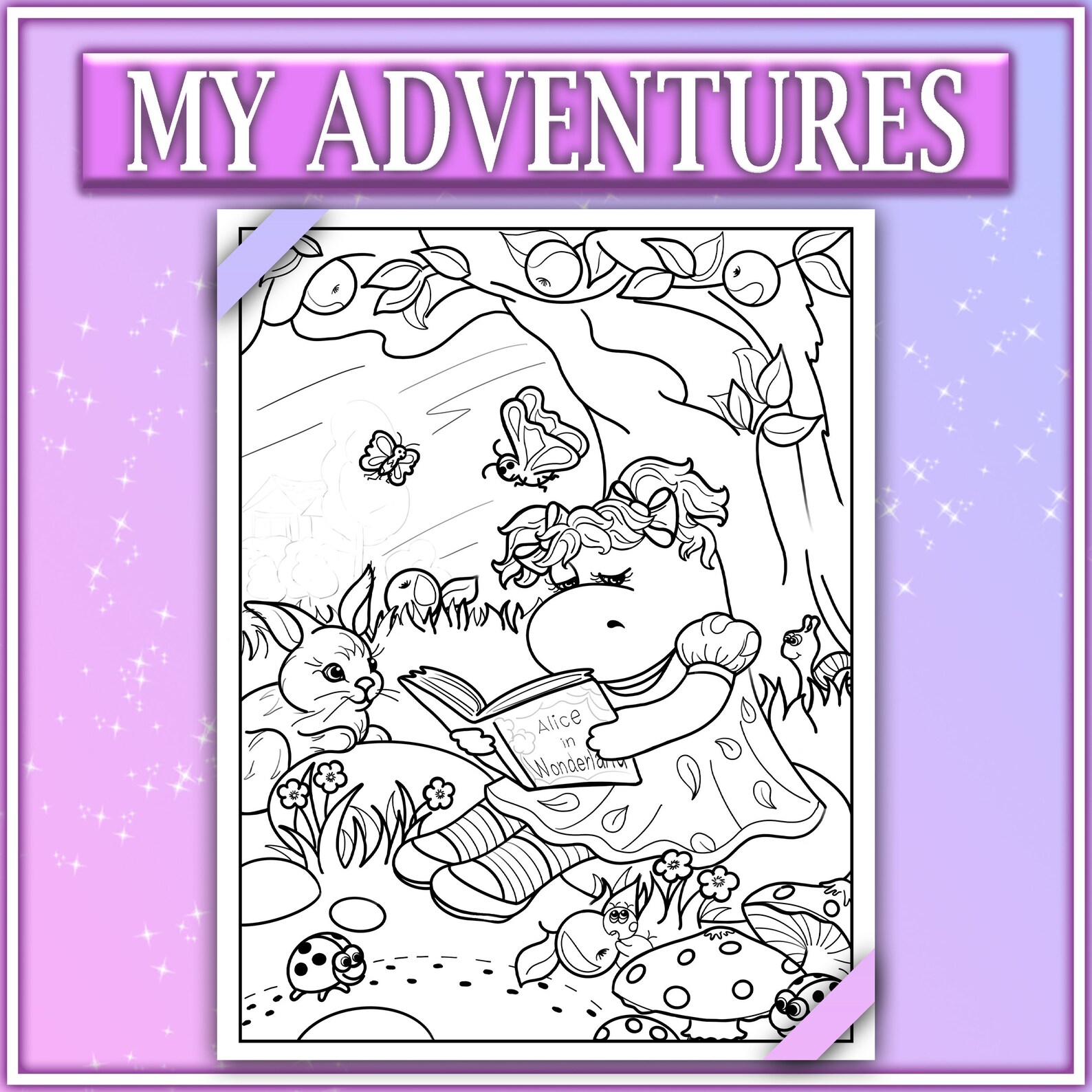 4 Unique Coloring Pages. My Adventures. Cute Coloring Book for Girls ...