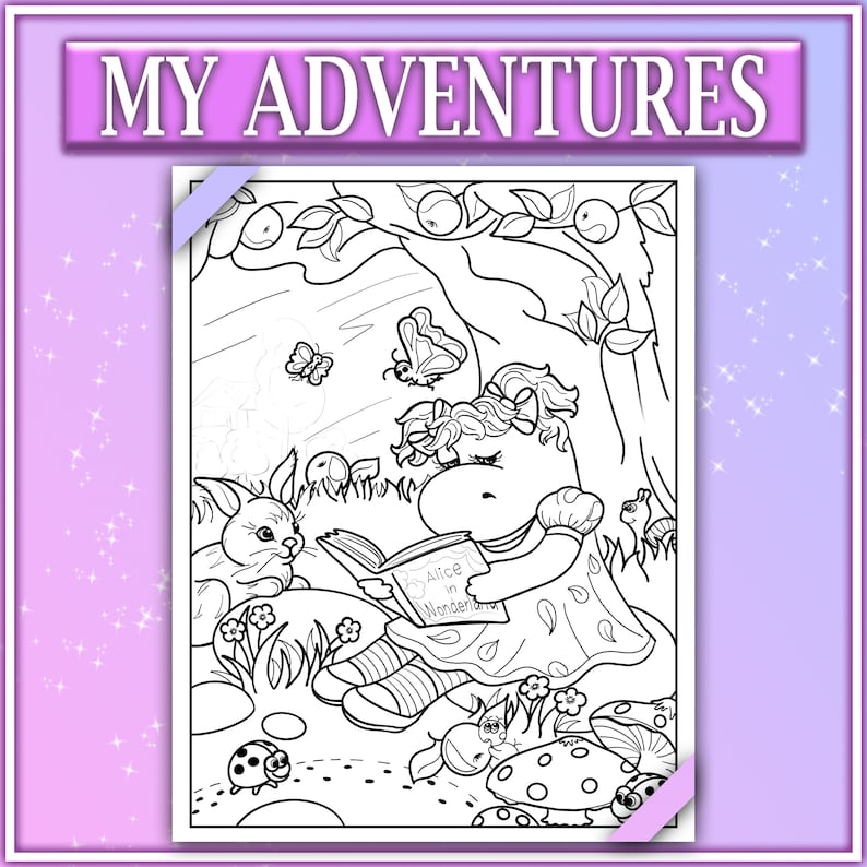 4 Unique Coloring Pages. My Adventures. Cute Coloring Book for Girls ...