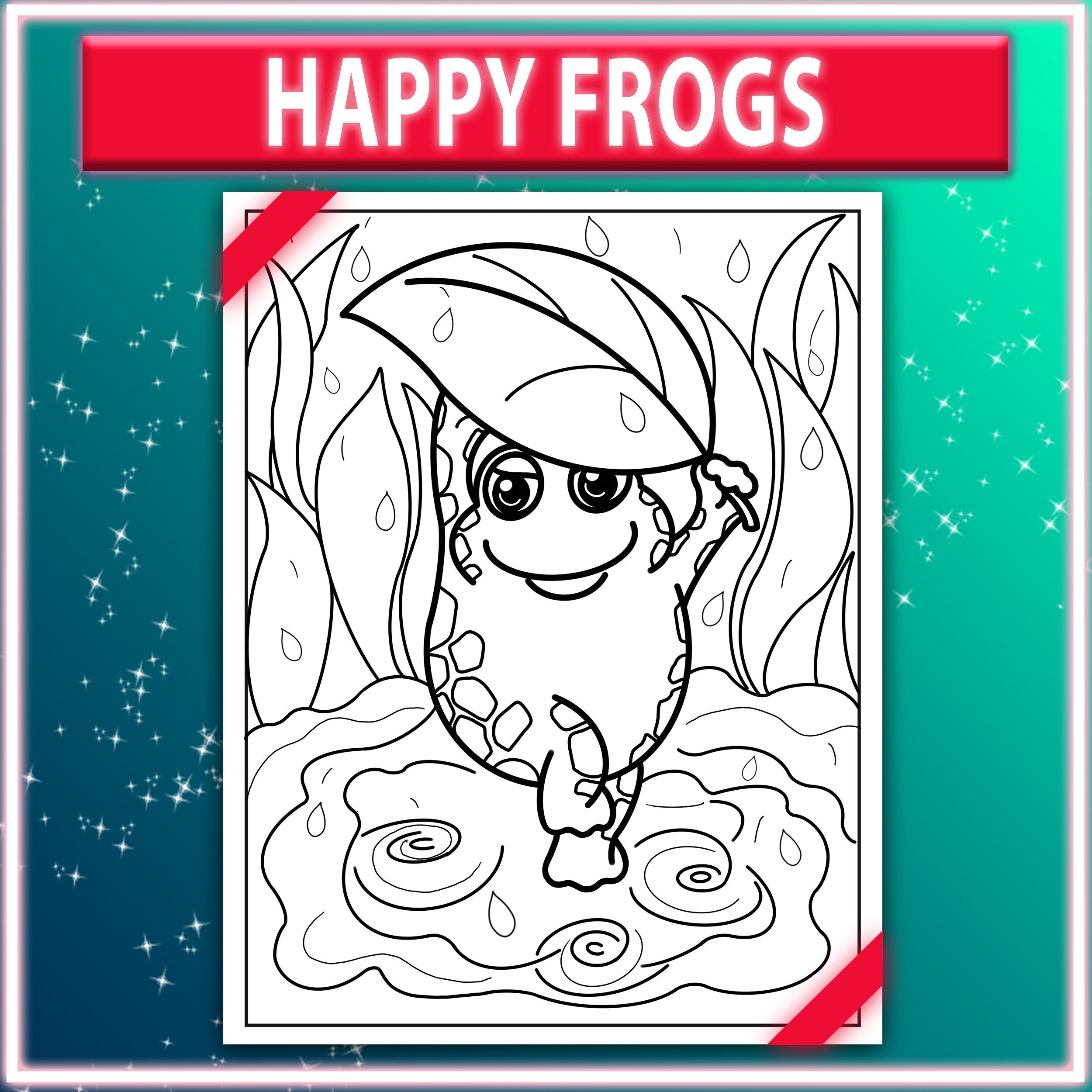 Happy Frogs Coloring Pages. Cute Coloring Book for Girls, Boys and ...