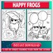 Happy Frogs Coloring Pages. Cute Coloring Book for Girls, Boys and ...