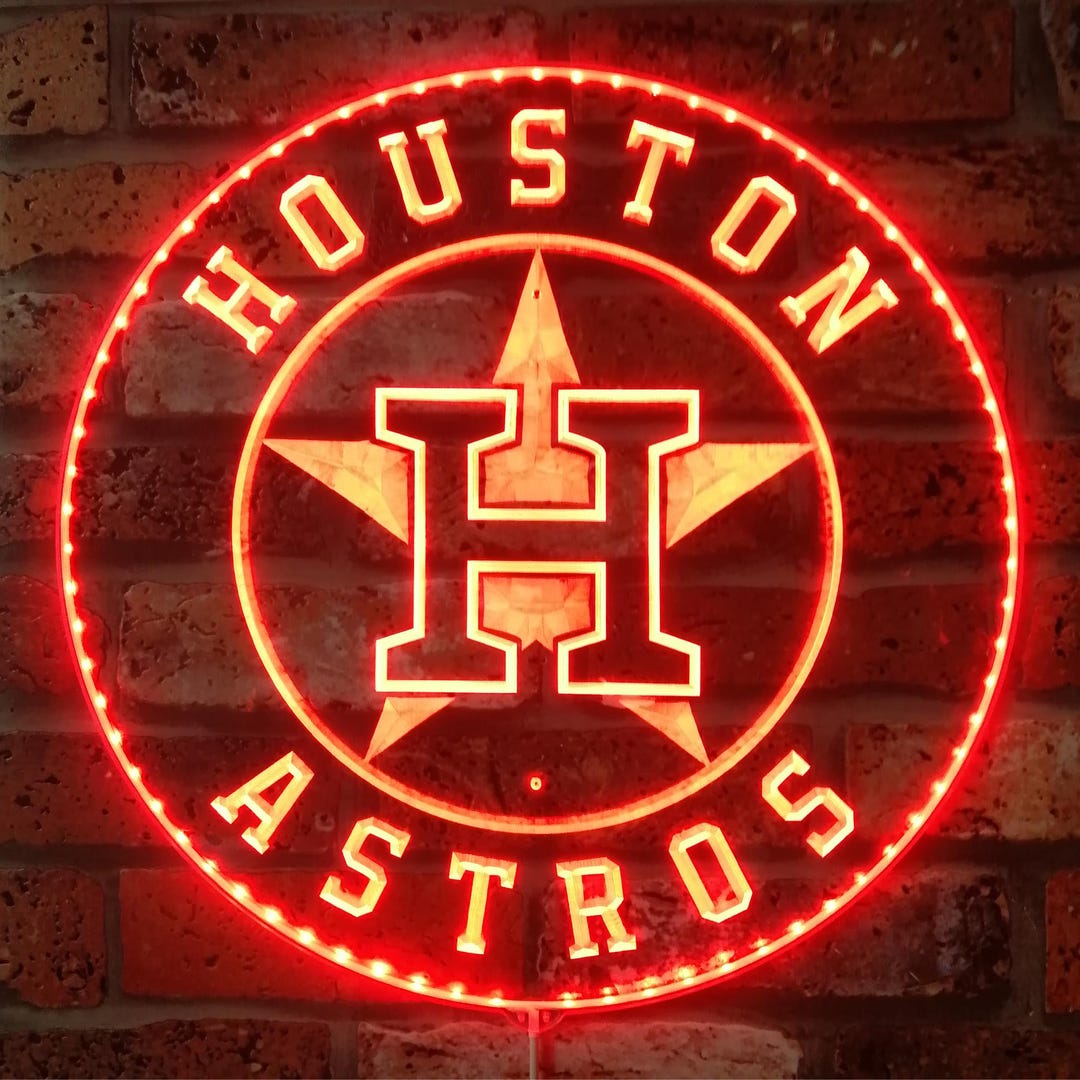 Houston Astros Wall Neon LED Lighted Sign, Illuminated Sports Bar Sign ...