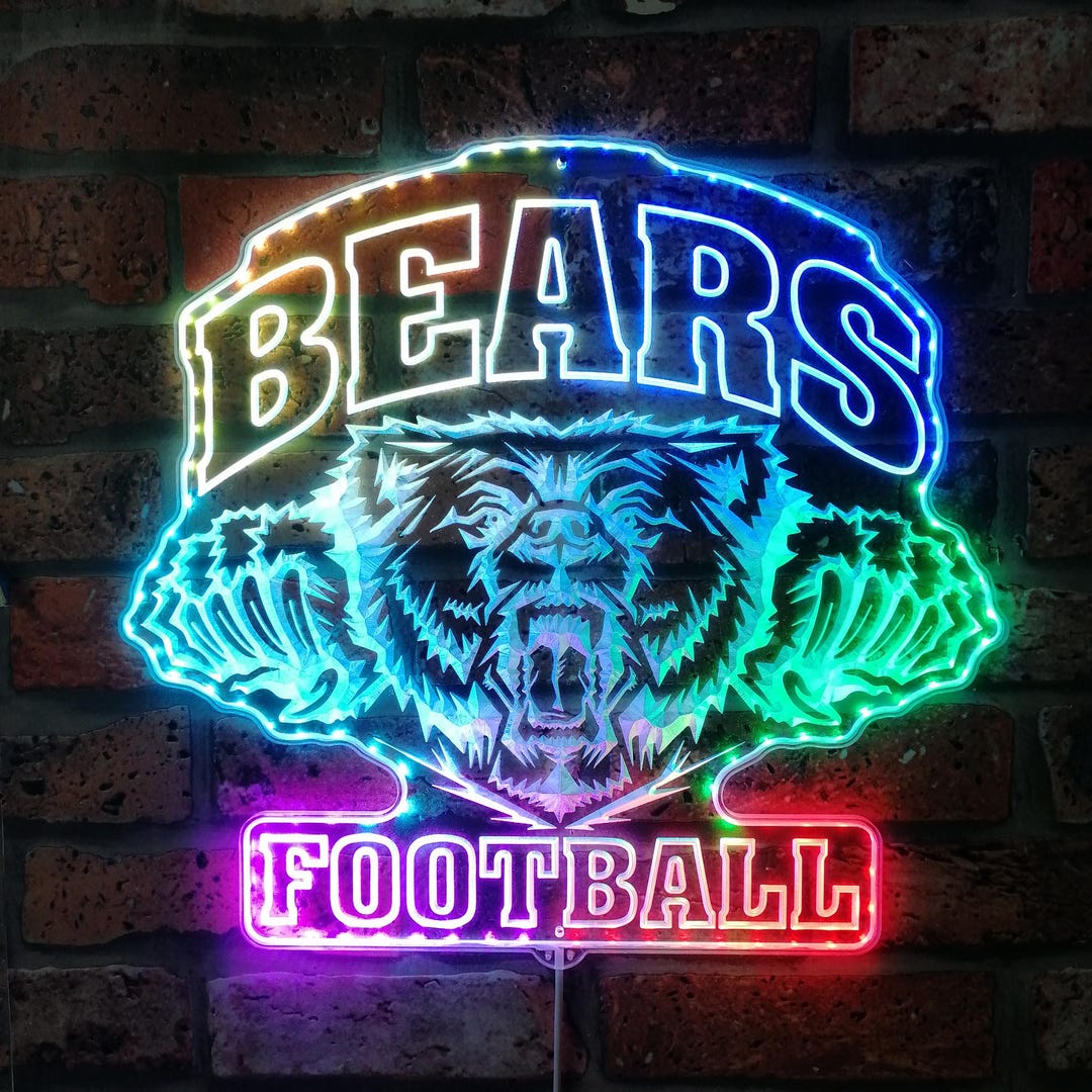 Chicago Bears Bar Wall Neon LED Lighted Sign, Illuminated Sports Bar ...