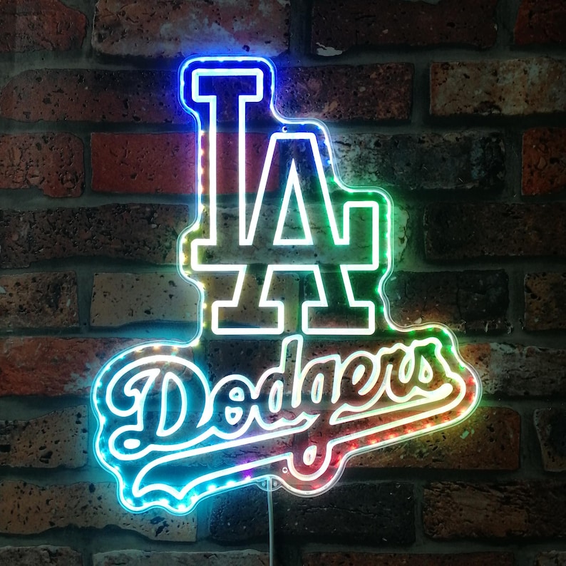LA Dodgers Wall Neon LED Lighted Sign, Illuminated Sports Bar Sign Gift ...