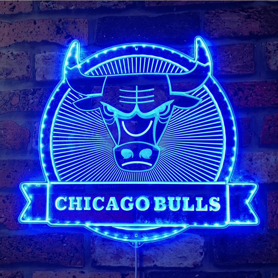 Chicago Bulls Wall Neon LED Lighted Sign, Illuminated Sports Bar Sign ...