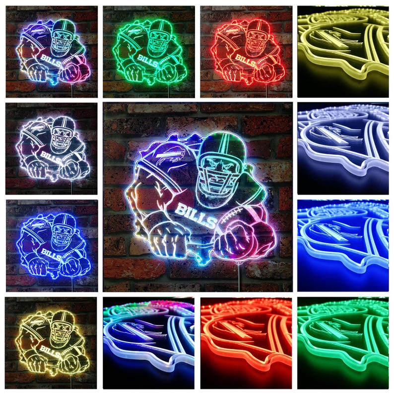 Buffalo Bills Player Wall Neon LED Lighted Sign, Illuminated Sports Bar ...