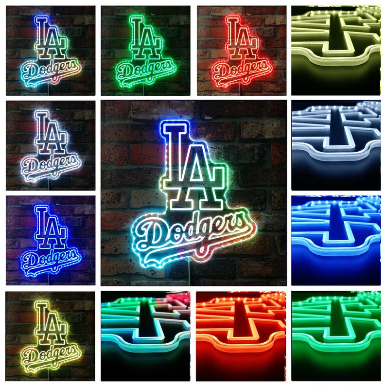 LA Dodgers Wall Neon LED Lighted Sign, Illuminated Sports Bar Sign Gift ...