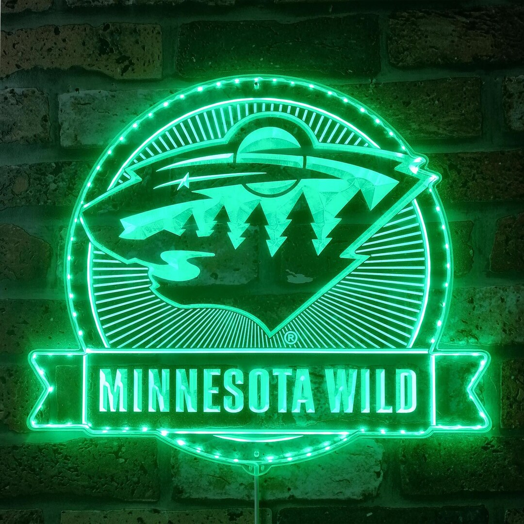 Minnesota Wild Wall Neon LED Lighted Sign, Illuminated Sports Bar Sign ...