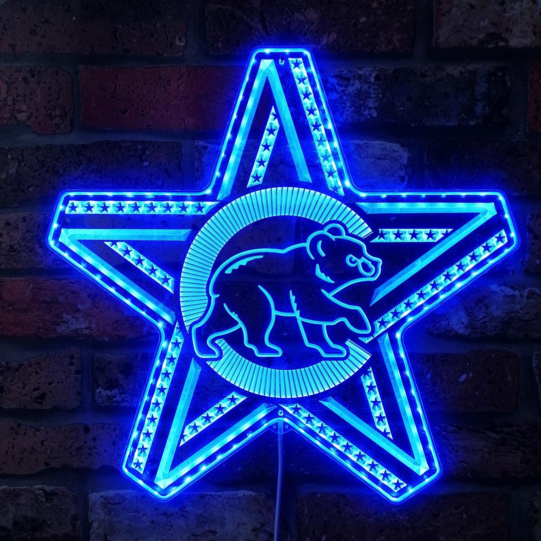 Chicago Cubs Wall Neon LED Lighted Sign, Illuminated Sports Bar Sign ...