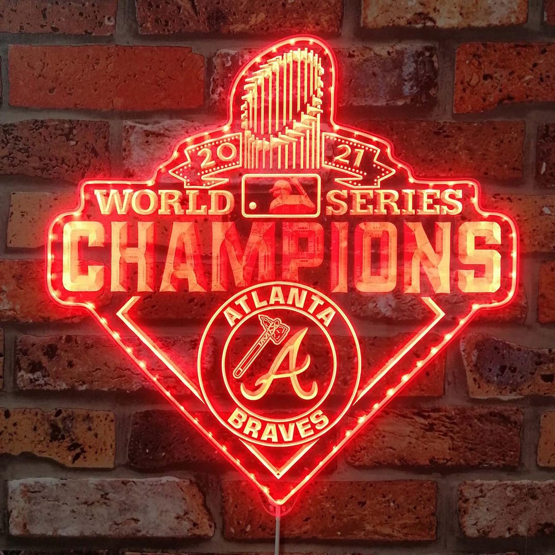 Atlanta Braves Champions Wall Neon LED Lighted Sign, Illuminated Sports ...