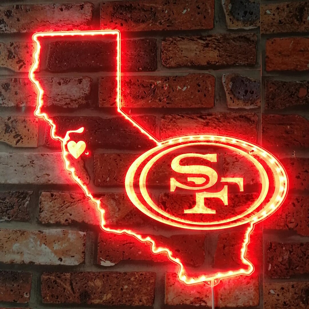 San Francisco 49ers State Map Wall Neon LED Lighted Sign, Illuminated ...