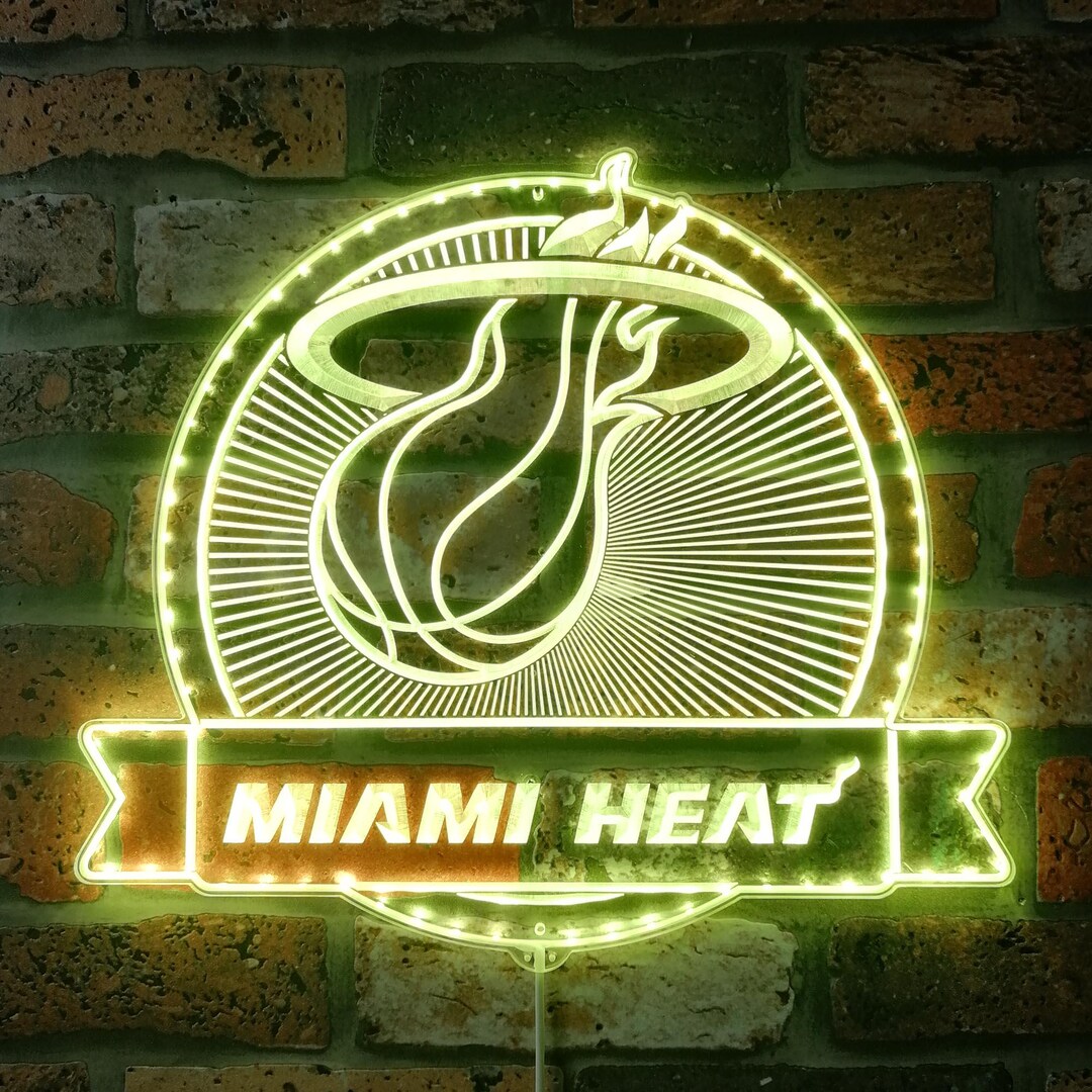 Miami Heat Wall Neon LED Lighted Sign, Illuminated Sports Bar Sign Gift ...