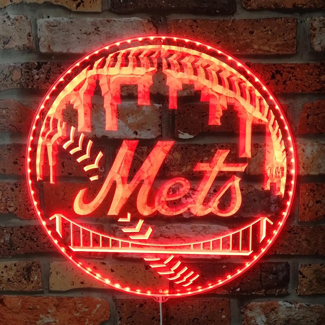 New York Mets Wall Neon LED Lighted Sign, Illuminated Sports Bar Sign ...