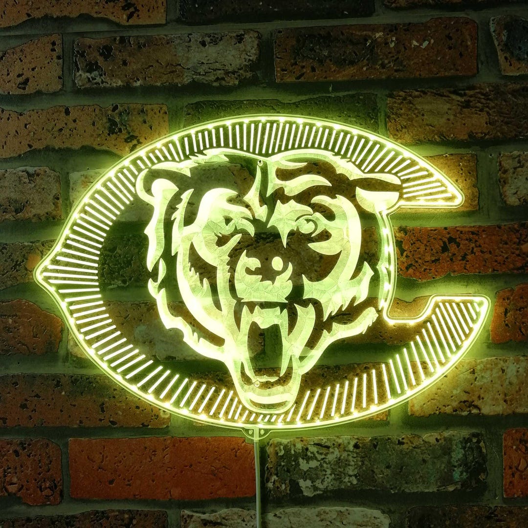 Chicago Bears Wall Neon LED Lighted Sign, Illuminated Sports Bar Sign ...