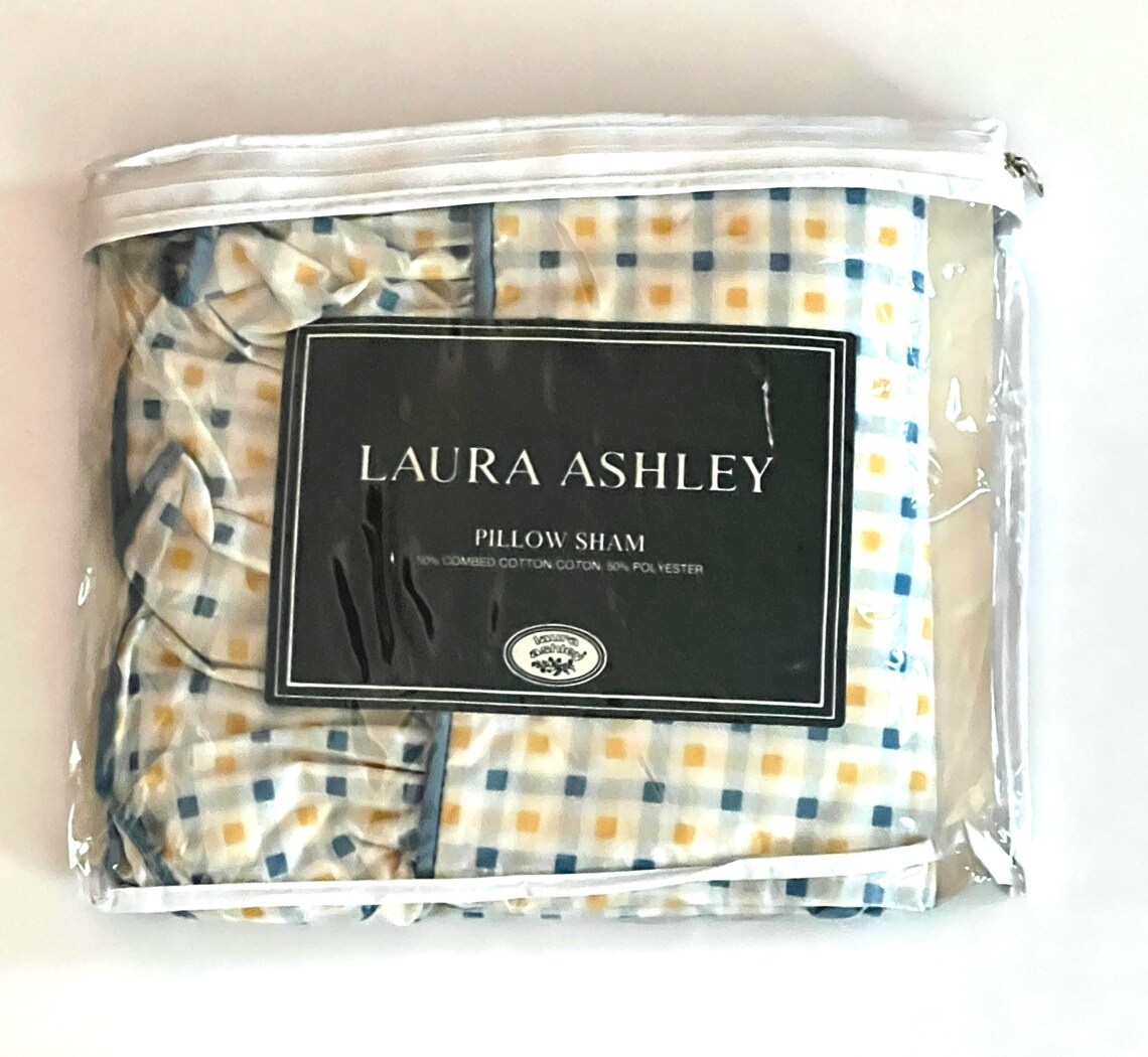 Laura Ashley Alba Rose Pillow Sham, Standard Checkered Ruffle, NOS - Etsy