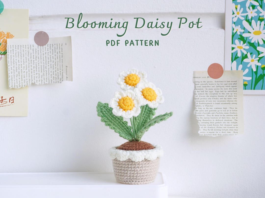Blooming Daisy Pot Crochet Pattern, Flower Pot Crochet Pattern, Crochet ...