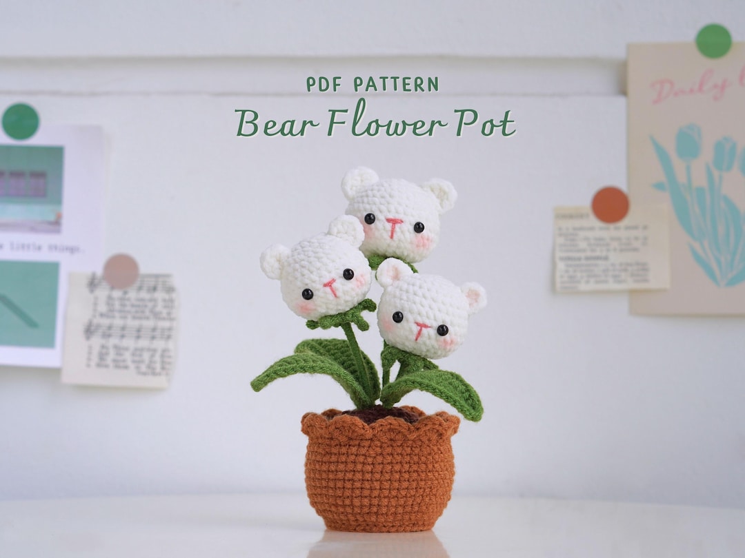 Bear Flower Pot Crochet Pattern, Flower Pot Crochet Pattern, Crochet ...