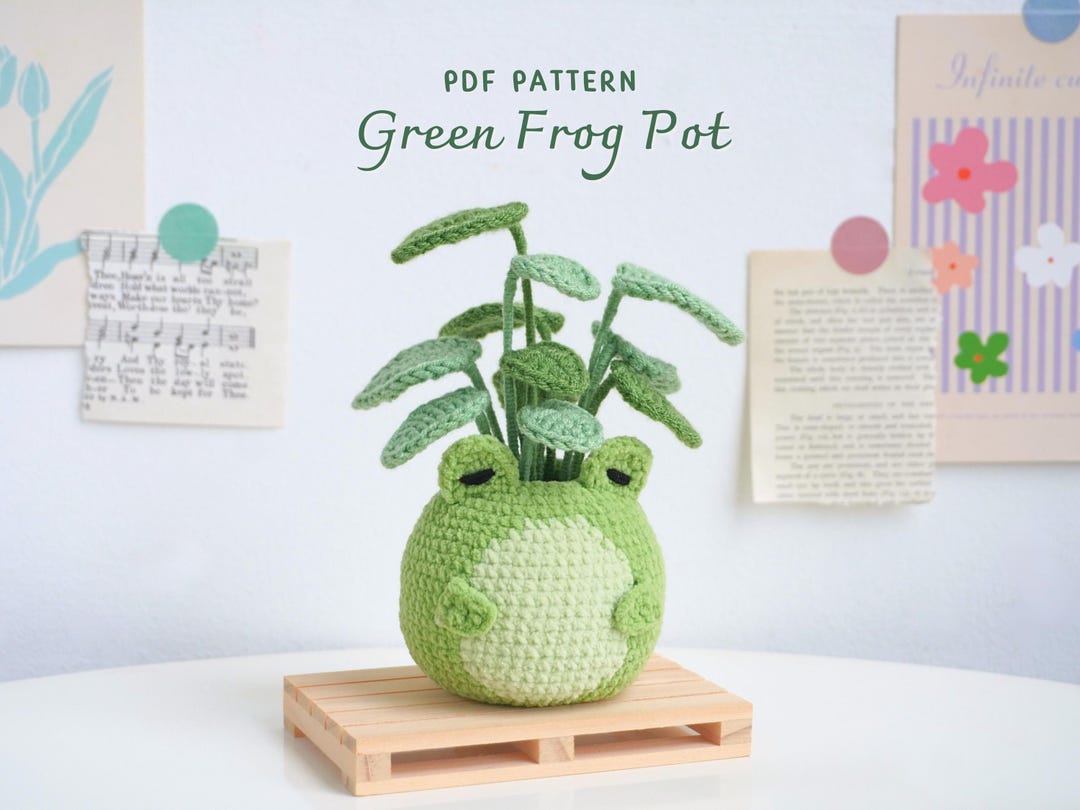 Green Frog Pot Crochet Pattern, Plant Pot Crochet Pattern, Frog Crochet ...