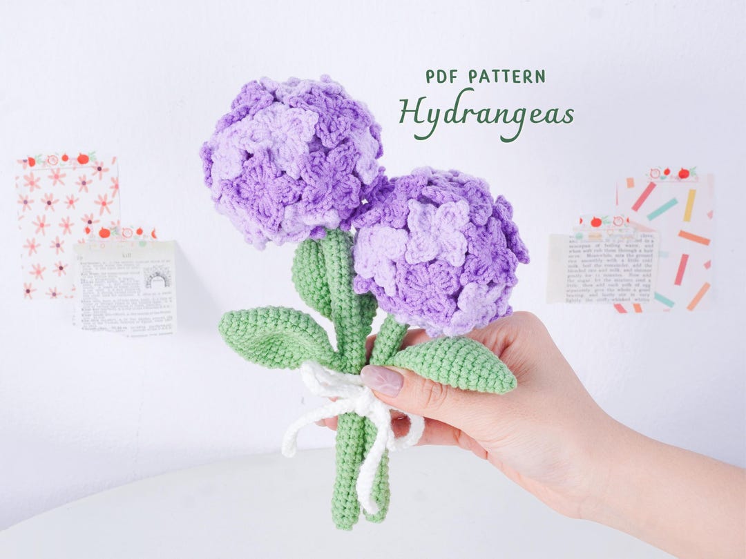 Hydrangeas Crochet Pattern, Flower Crochet Pattern, Crochet Home Decor ...
