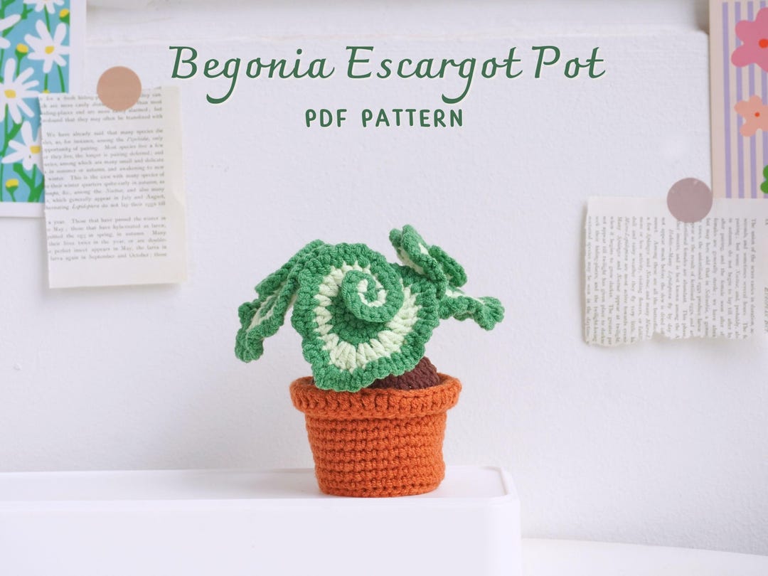 Begonia Escargot Pot Crochet Pattern, Amigurumi Plant Crochet Pattern ...