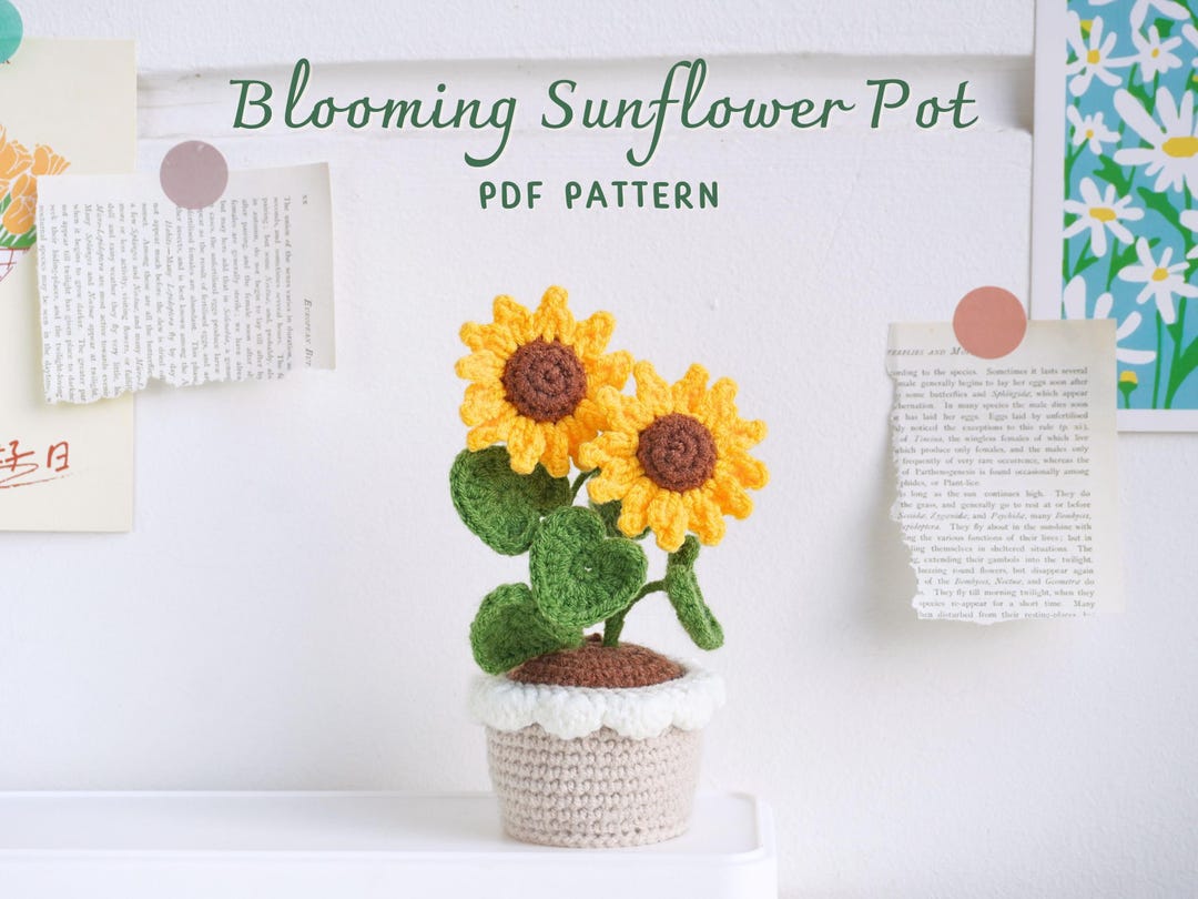 Blooming Sunflower Pot Crochet Pattern, Flower Pot Crochet Pattern ...