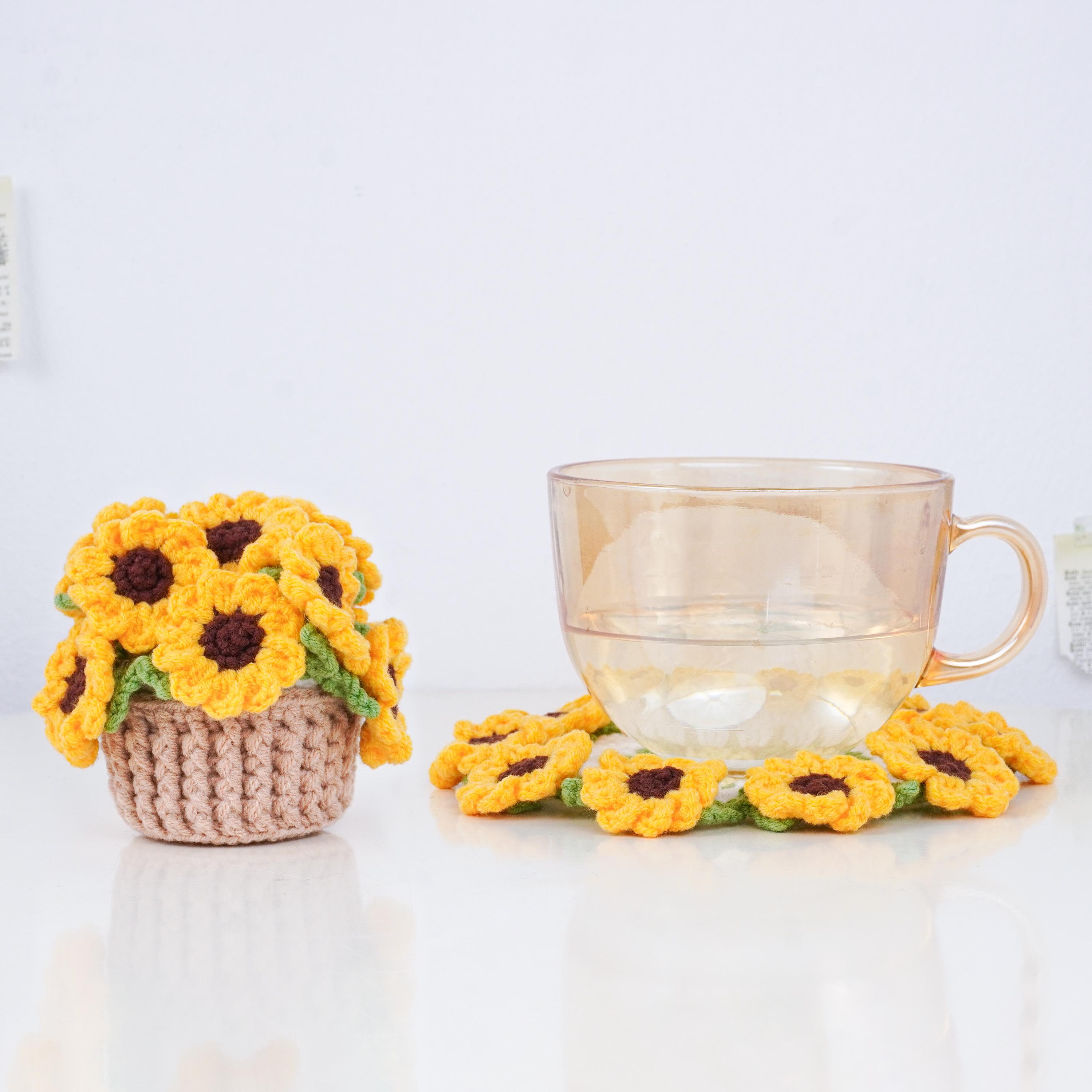 Sunflower Coaster Pot Crochet Pattern, Flower Pot Crochet Pattern ...