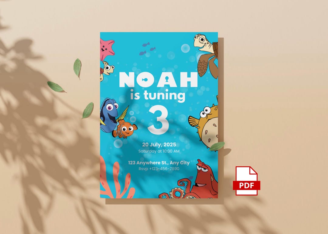 Finding Nemo Invitation Finding Nemo Birthday Invitation Finding Nemo ...