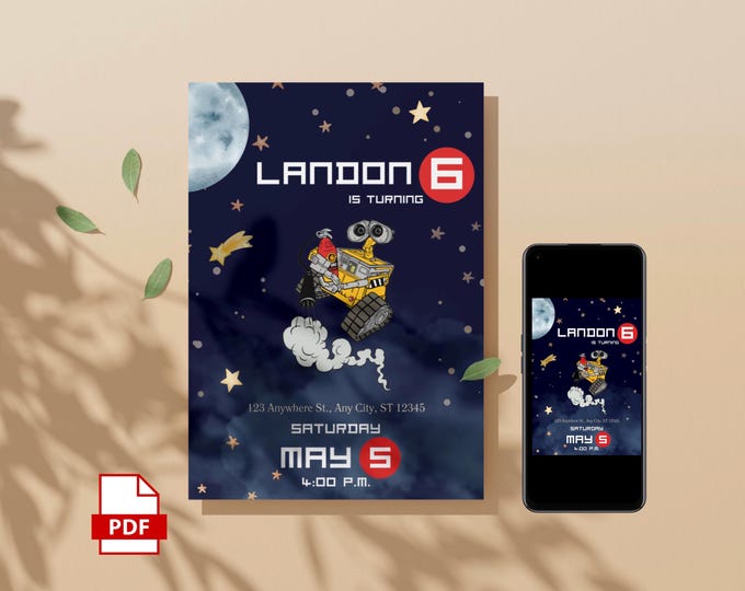 WALL-E Invitation WALL-E Birthday Invitation Wall E Invitation Wall E ...