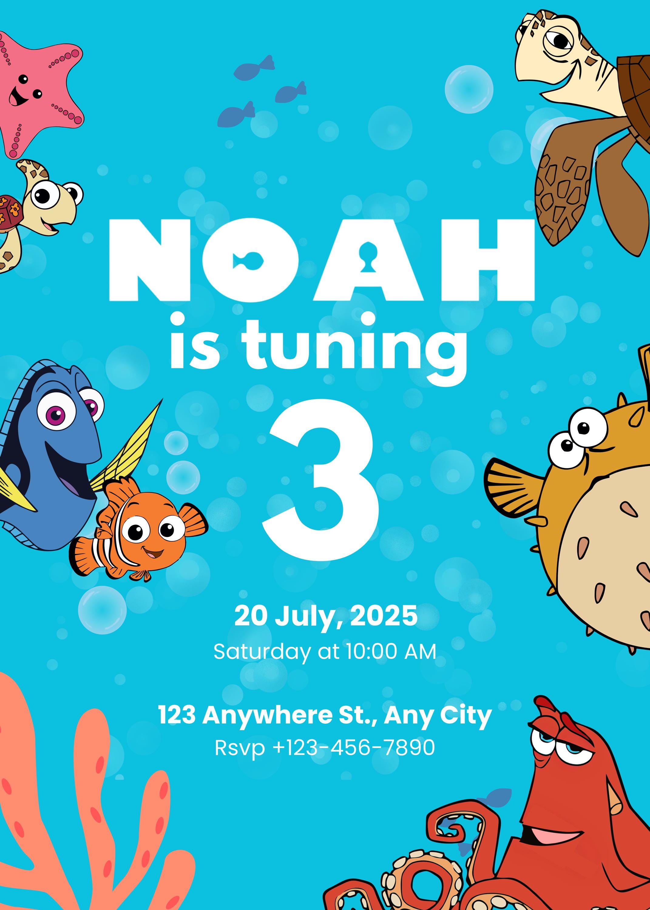 Finding Nemo Invitation Finding Nemo Birthday Invitation Finding Nemo ...