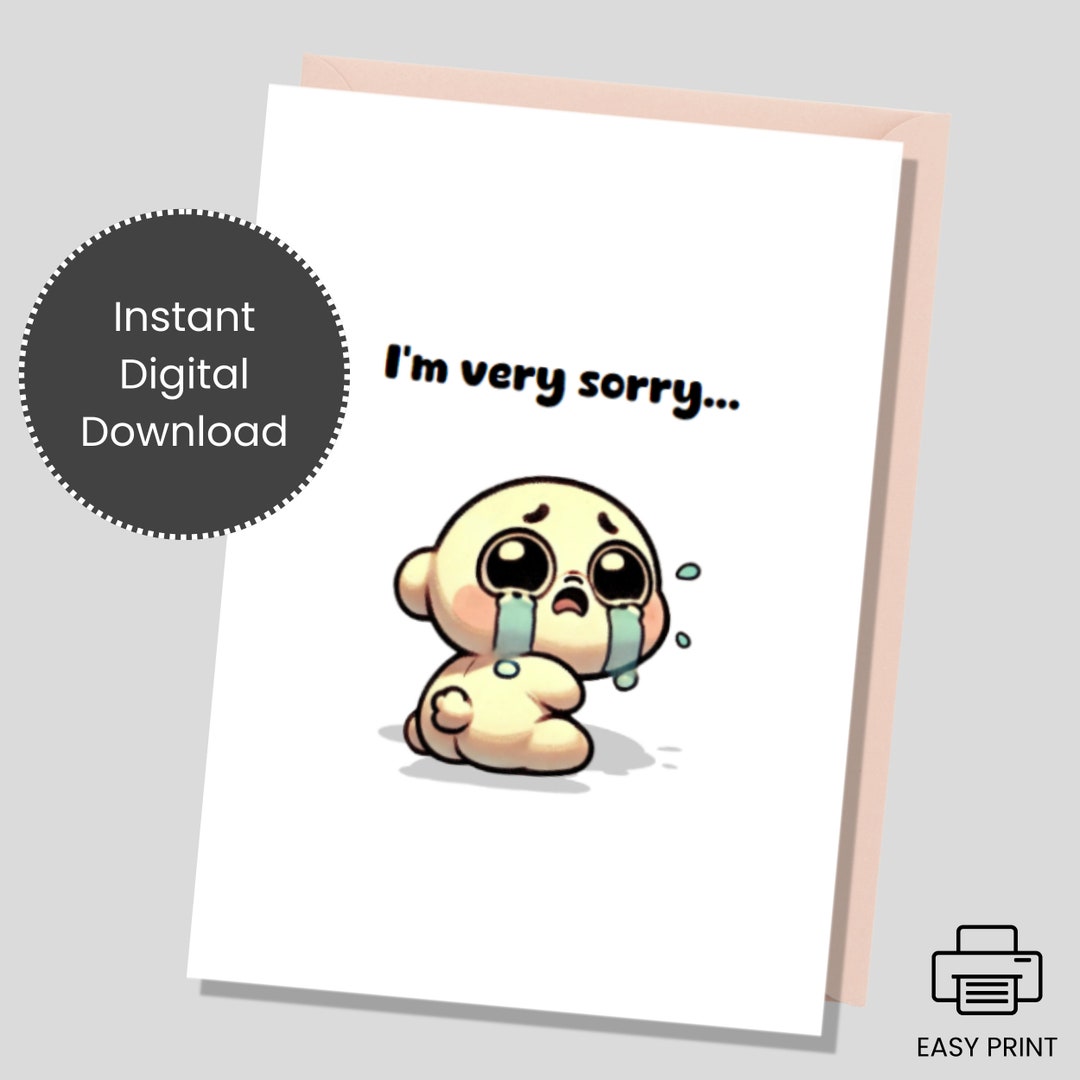 Adorable Apology Card - Printable Digital Greeting Card With Cute ...