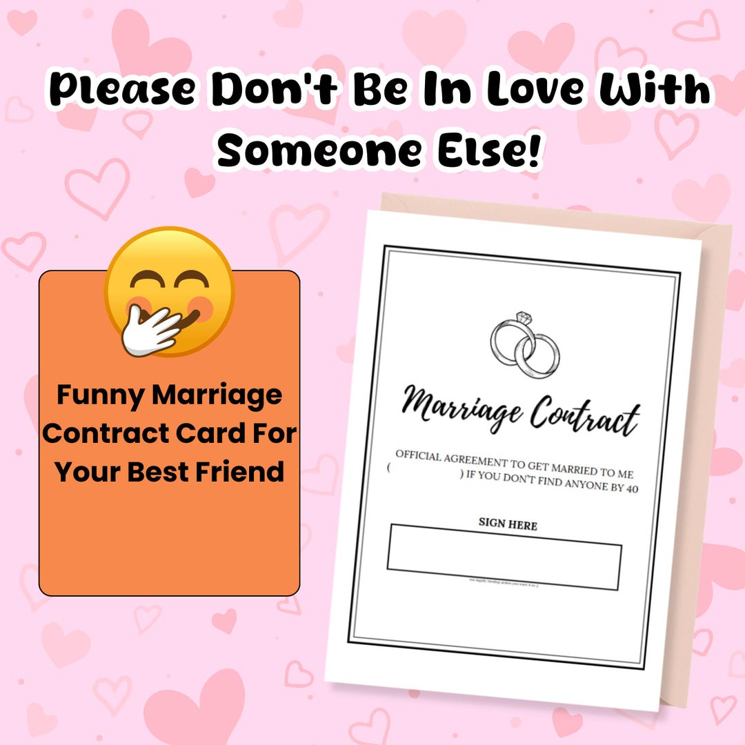 Funny Marriage Contract Card, Printable Card, Funny Cards for Friends ...