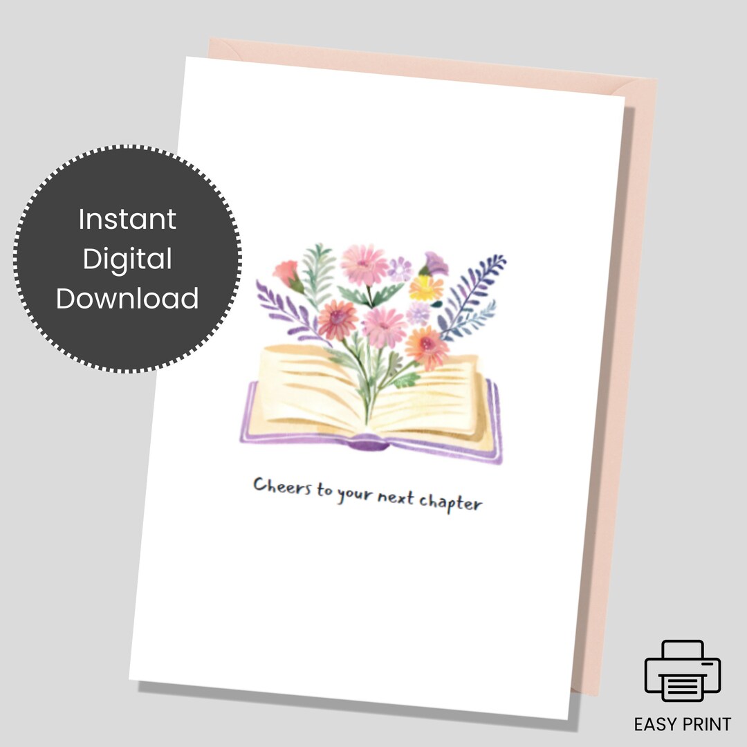 Cheers to Your Next Chapter Watercolor Greeting Printable Card ...