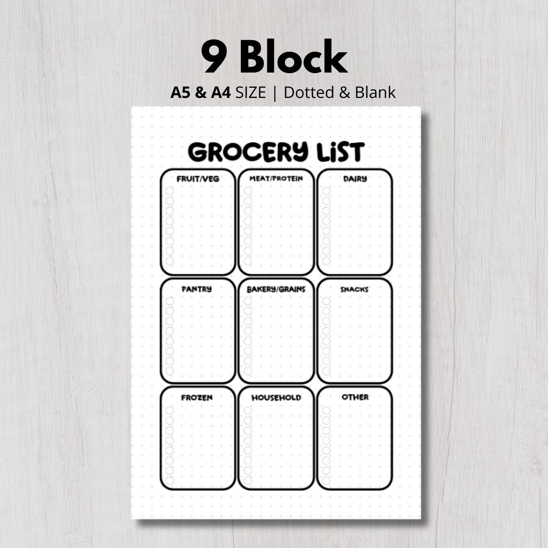 Grocery List | Printable Shopping List | Journal A5 & A4 Meal Planner ...
