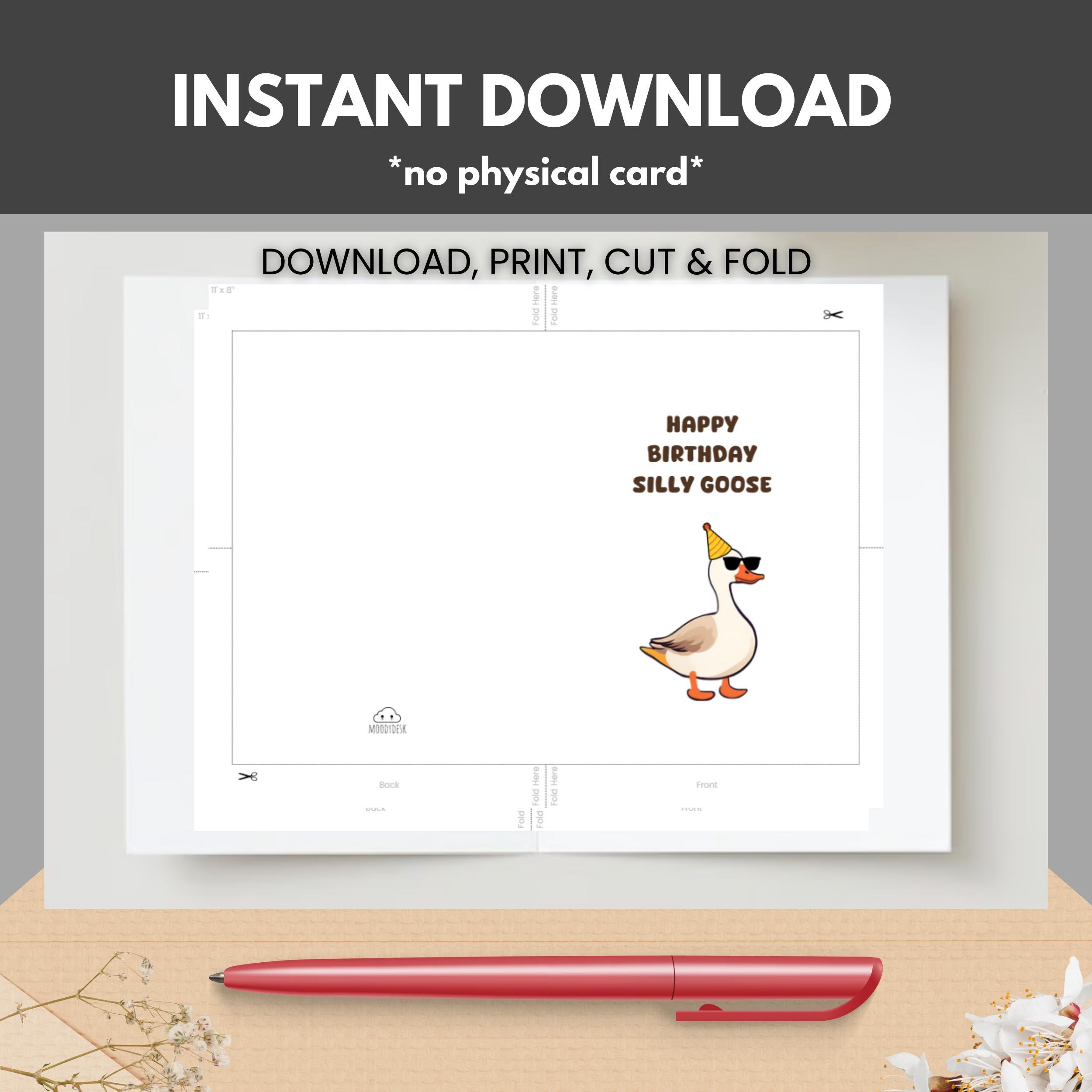Silly Goose Birthday Card Printable | Funny Punny Birthday Digital Card ...