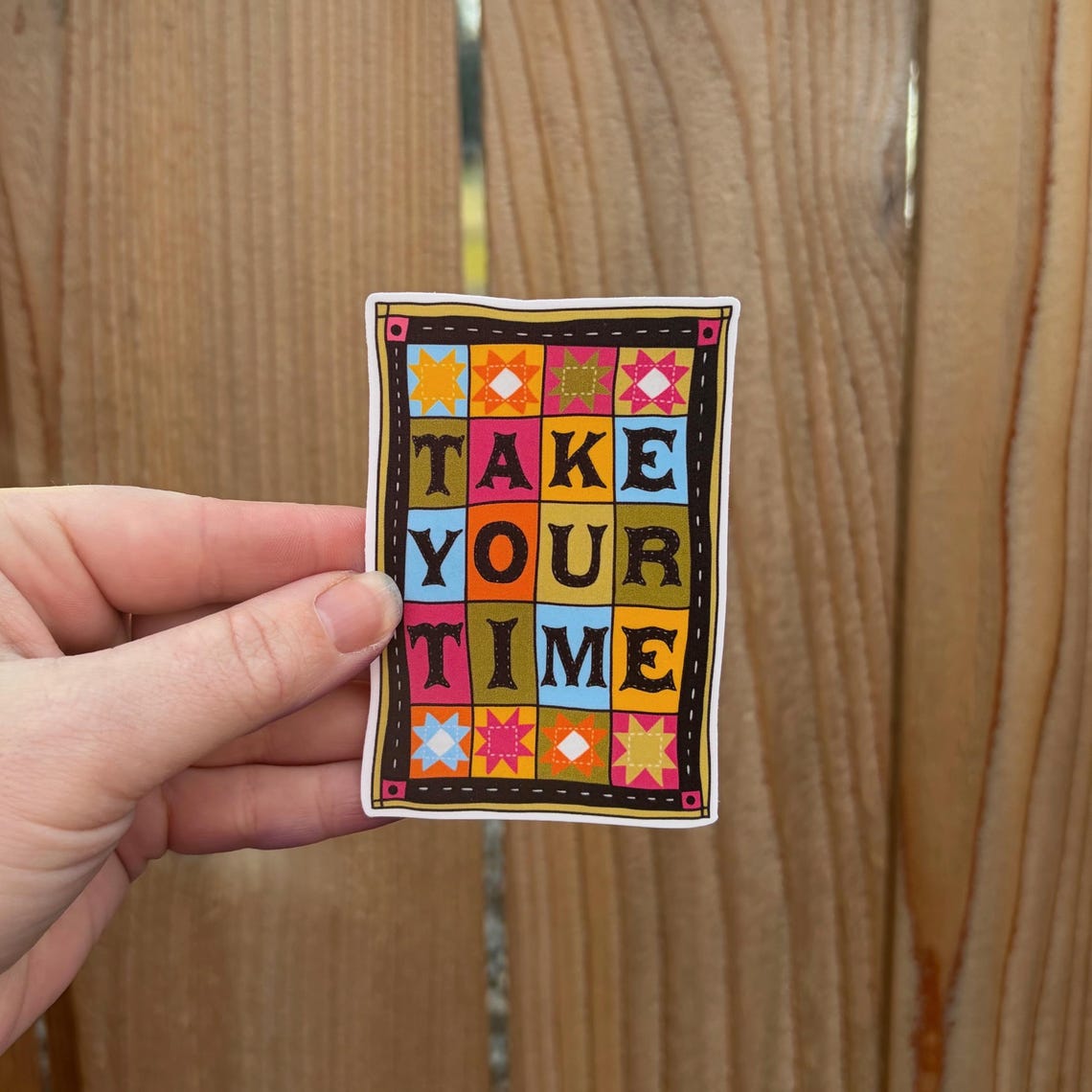 Take Your Time Sticker, Quilt Block Sticker, Decal - Etsy