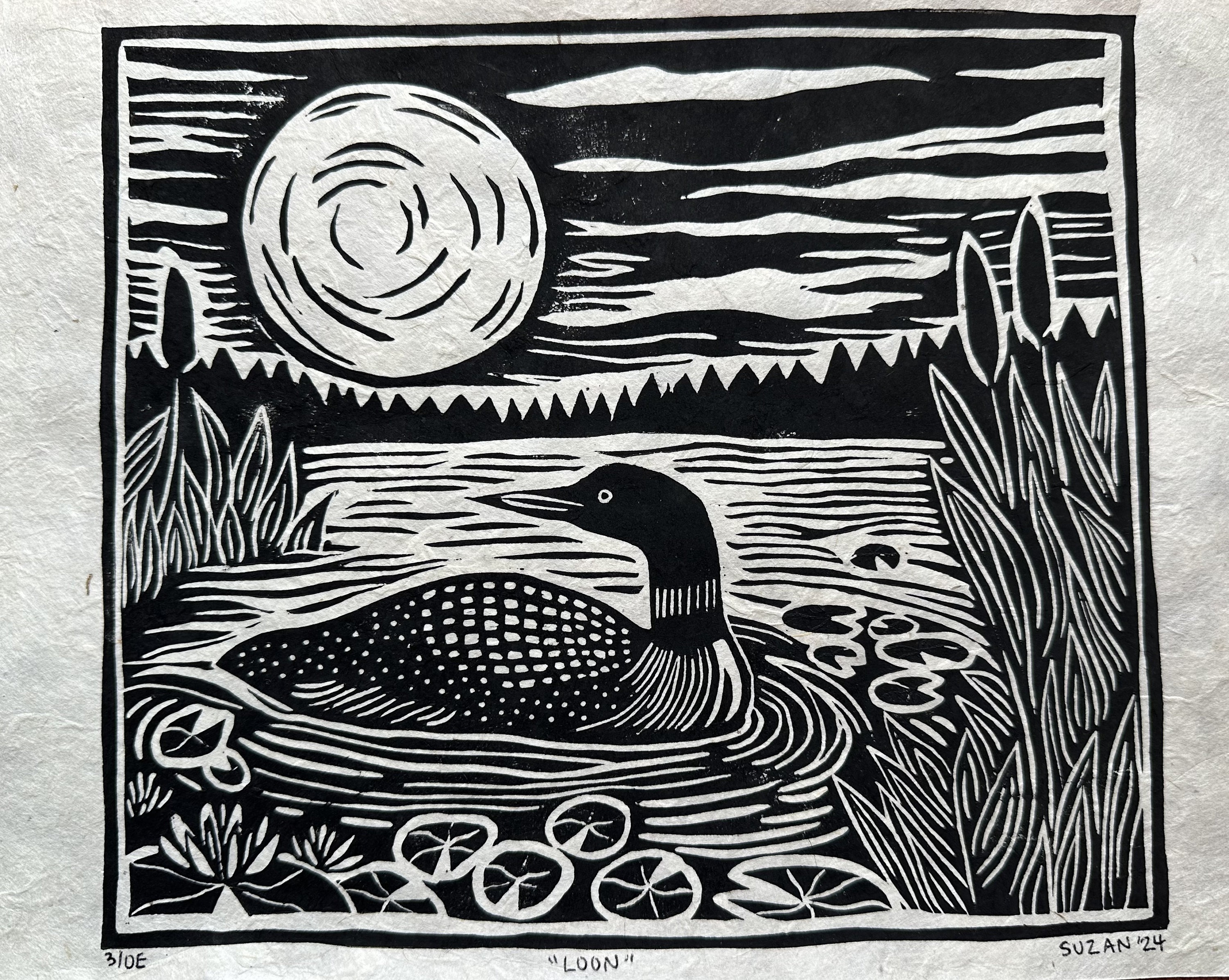 Common Loon Linocut, Loon Art Print - Etsy