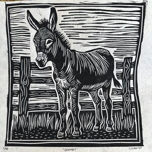 Donkey Linocut Print: Limited Edition Block Print Wall Art - Etsy