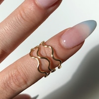 Irregular Wavy Ring, Minimalist Wave Ring, Unique Asymmetrical Ring ...