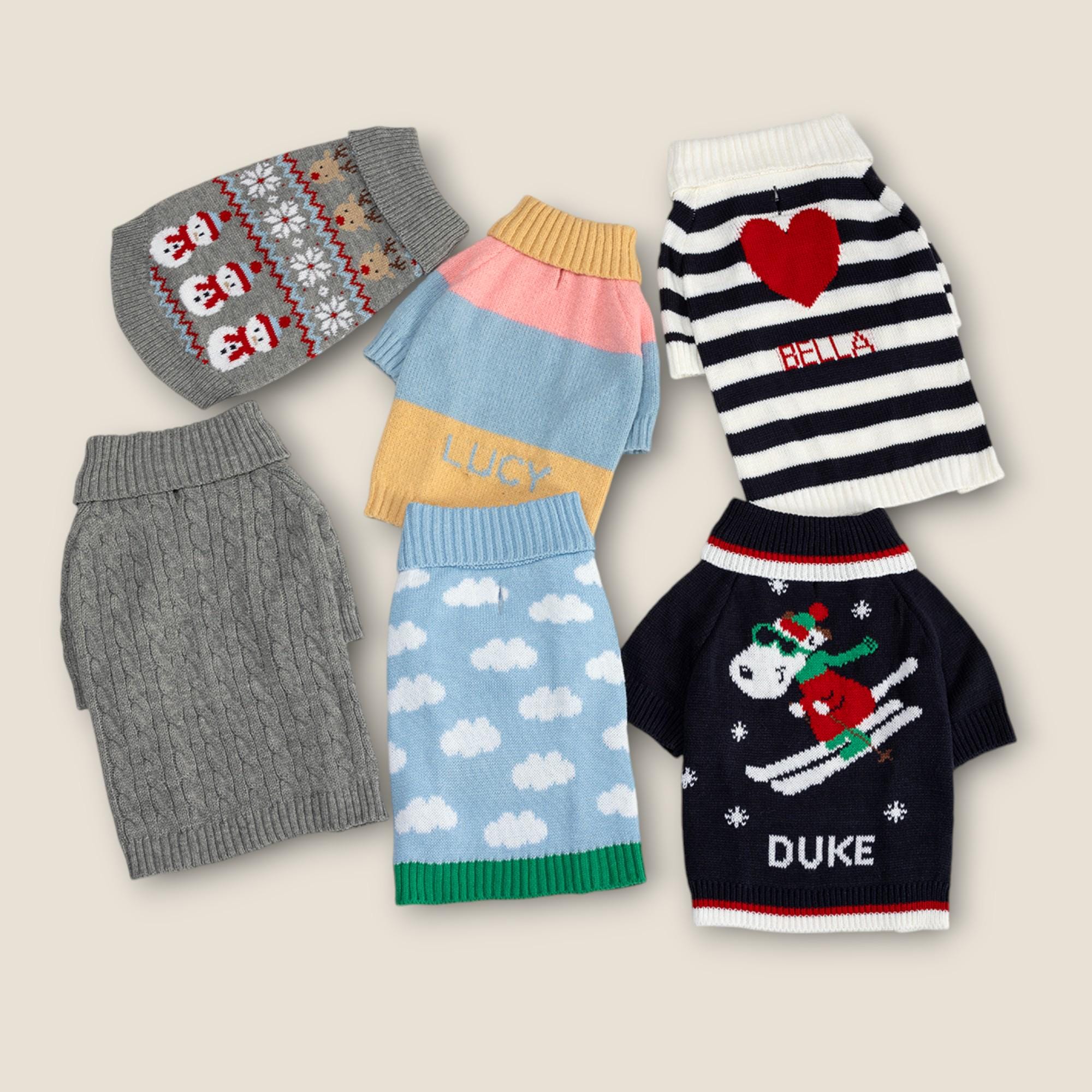 Personalized Dog Sweater With Pet Name Stripe Heart Pattern Custom ...