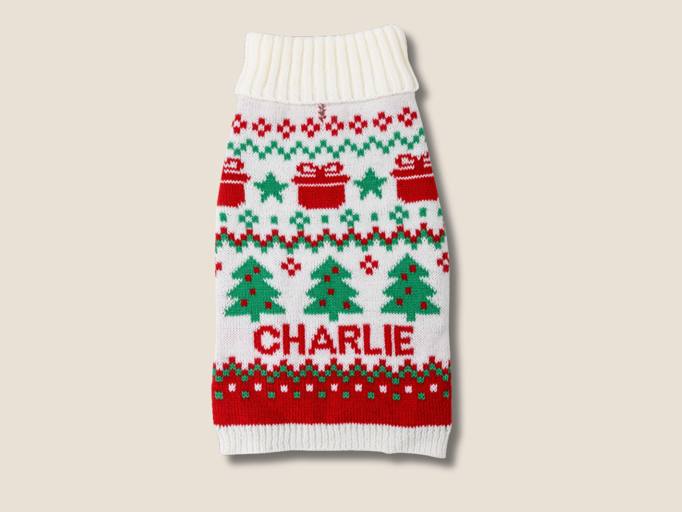 Personalized Christmas Dog Sweater With Name | Custom Knit Pet Sweater ...