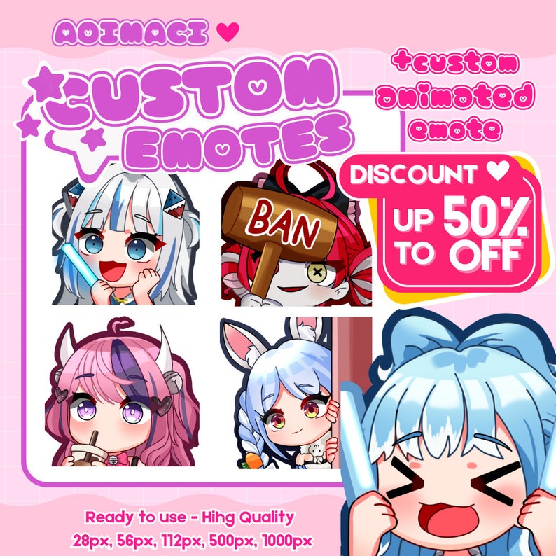 Custom Twitch Emotes or Kick Emote | Twitch Emotes, Vtuber Emote for ...