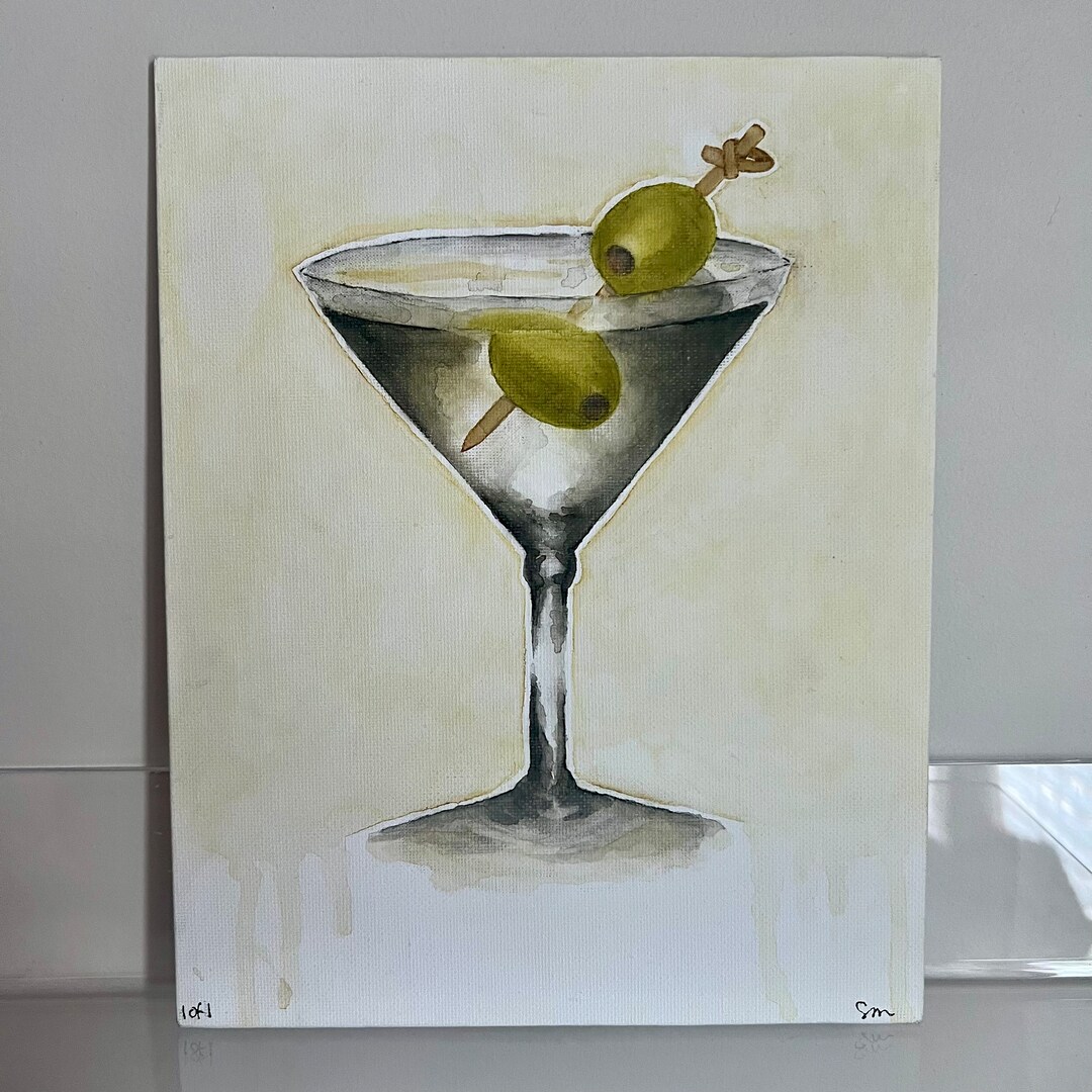 Original Dirty Martini Watercolor Painting | Bar Art, 8x10 - Etsy
