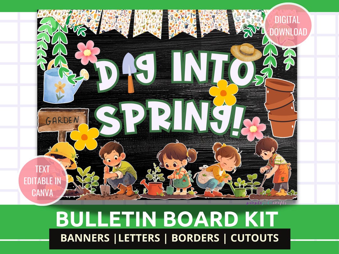 Spring Bulletin Board Kit Garden Theme Classroom Decor Set Perfect for ...