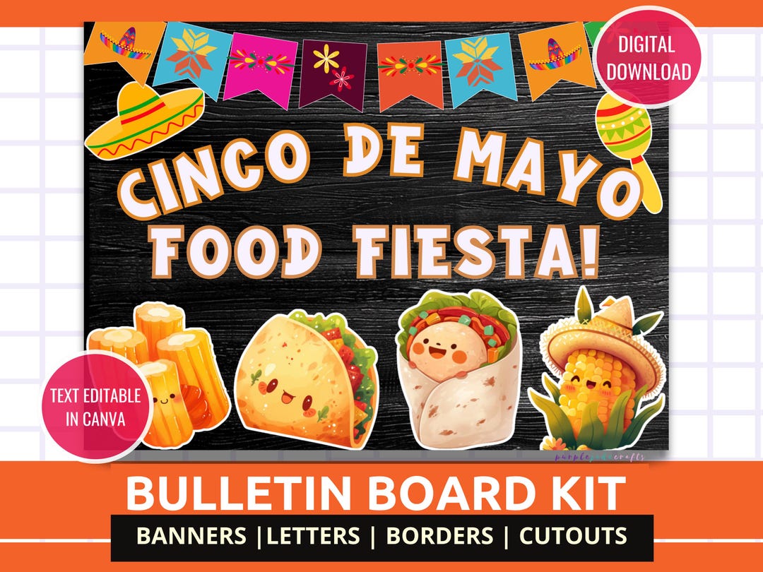 Cinco De Mayo Bulletin Board Kit Food Fiesta Classroom Decor Bulletin ...