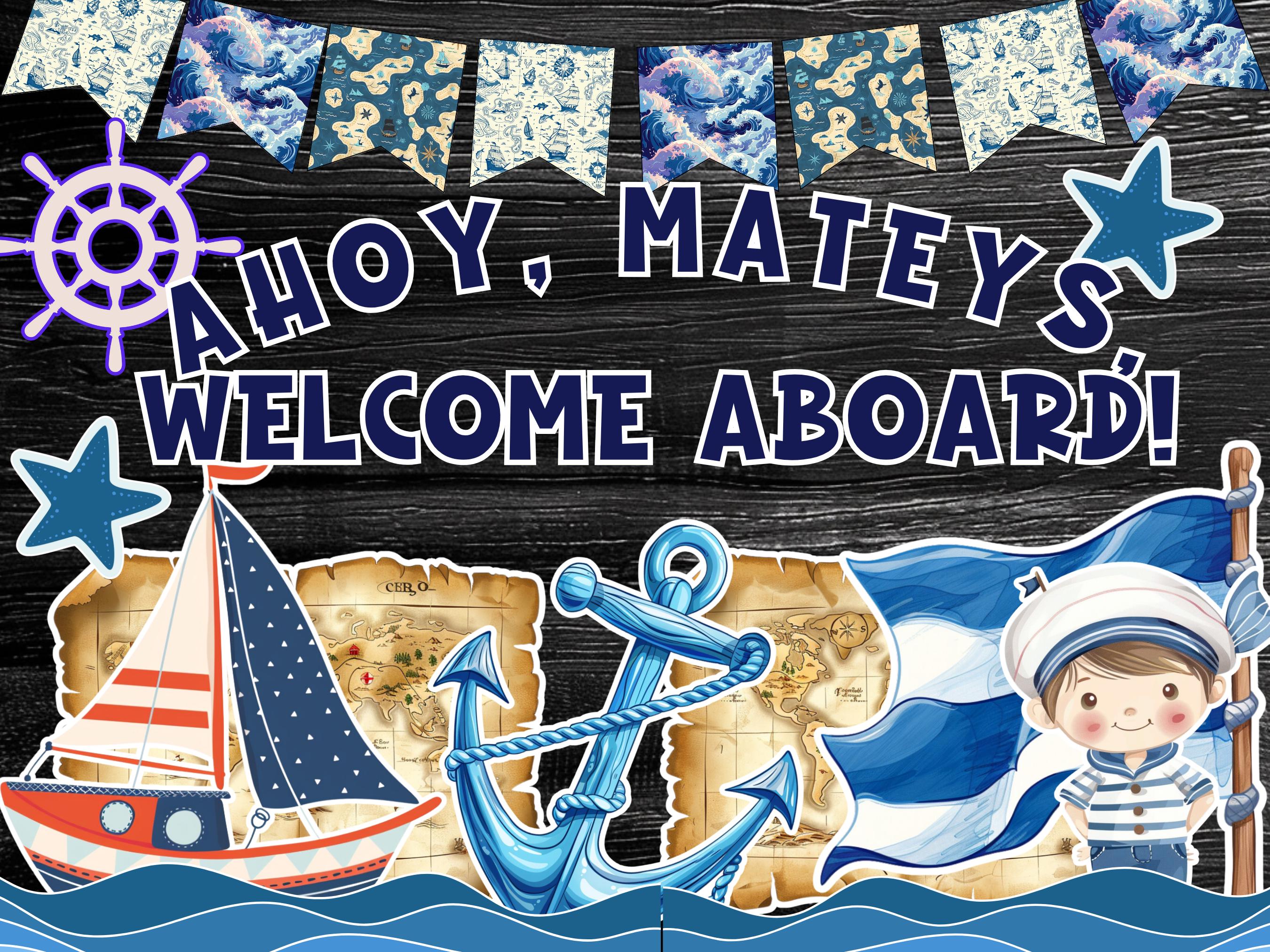 Classroom Bulletin Board Back to School Decor Nautical Theme Welcome ...